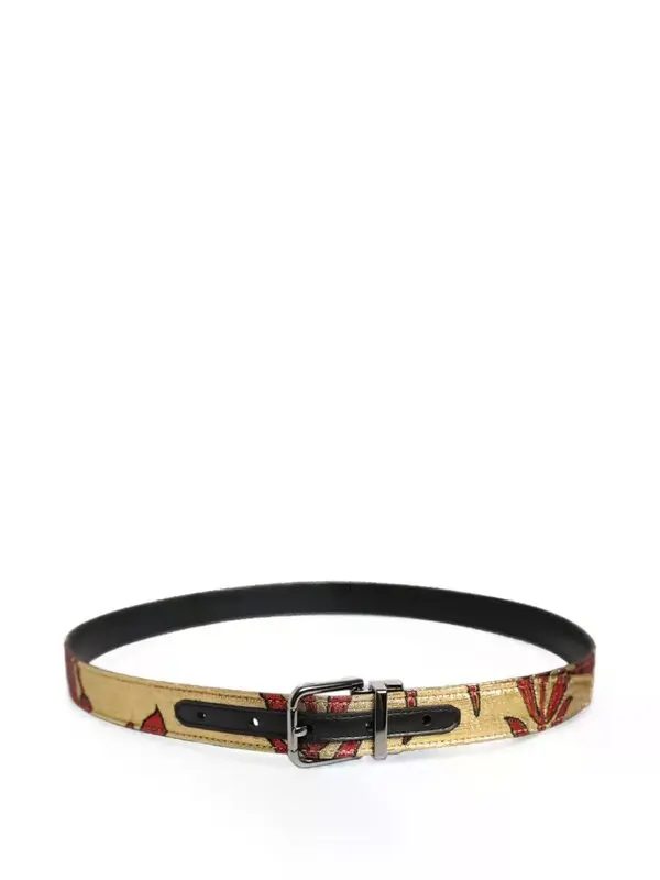 Dolce & Gabbana Floral-jacquard Buckle Belt - Gold