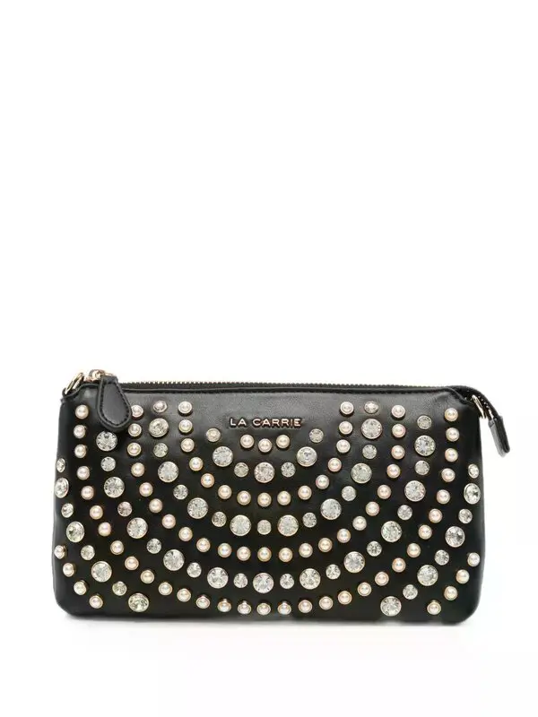 LA CARRIE Crystal-embellished Faux-pearl Cross Body Bag - Black
