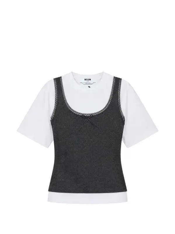 MSGM Layered Lace-trim T-shirt - White