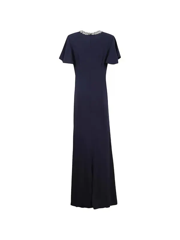 Roland Mouret Crystal-embellished Gathered Maxi Gown