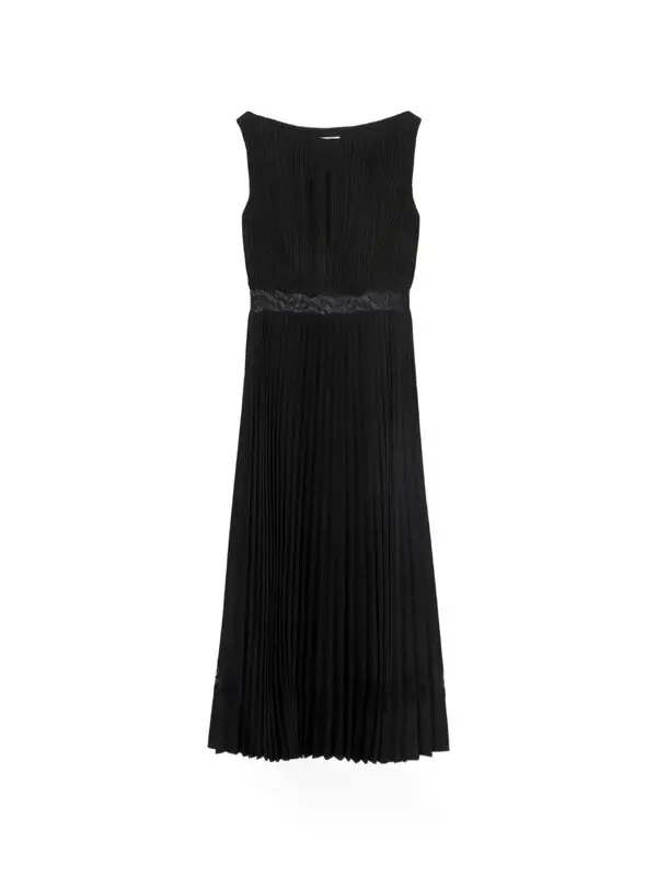 Claudie Pierlot Pleated Lace-insert Dress - Black
