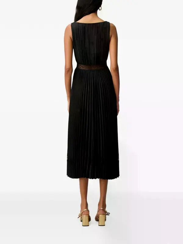 Claudie Pierlot Pleated Lace-insert Dress
