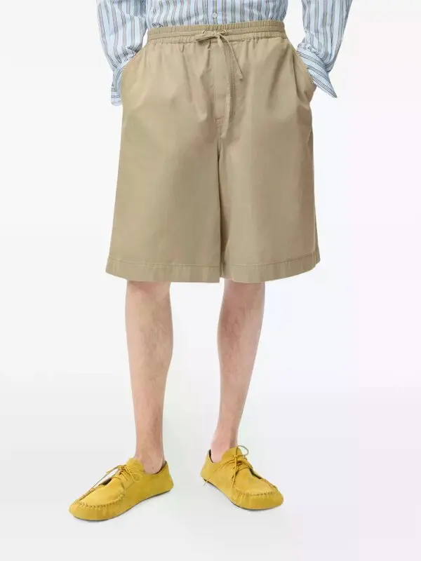 Loewe Anagram-embroidered Drawstring Shorts - Neutrals