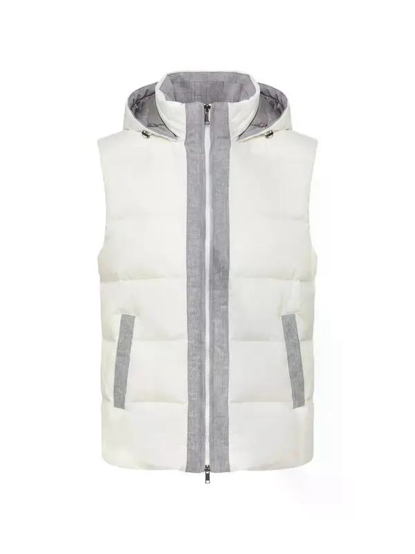Peserico Quilted Hooded Gilet - White