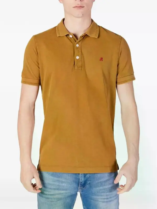 REPLAY Logo-embroidered Polo Shirt - Brown