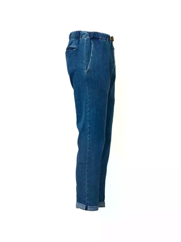 WHITE SAND Belted Turned-up Jeans