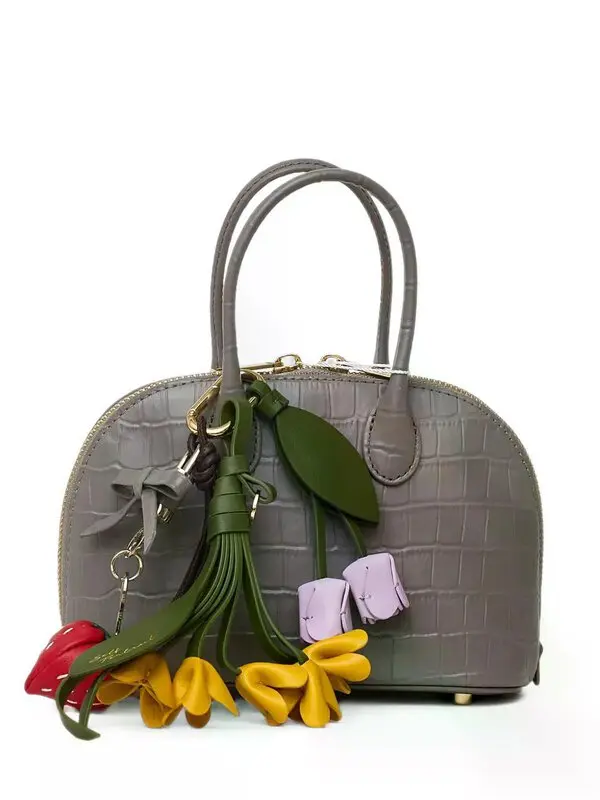 SELF-PORTRAIT Toast Croc-effect Leather Clutch Bag - Grey