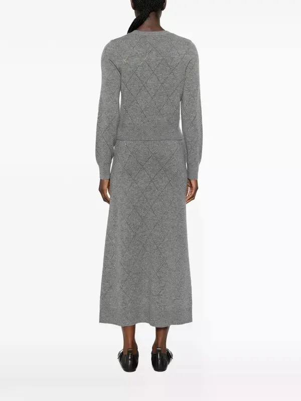 Sandro Argyle-knit Scarf-detail Wool Cardigan