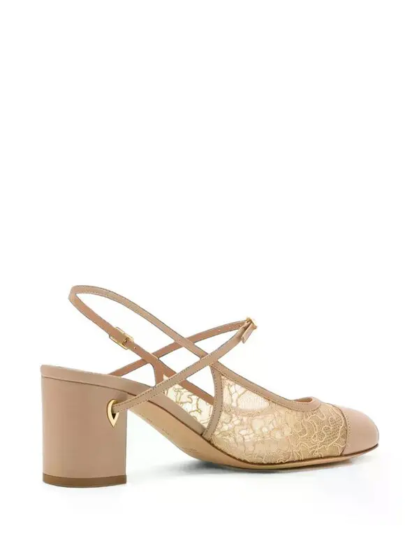 Jennifer Chamandi Mattia 65 Lace-panelled Calf Leather Pumps