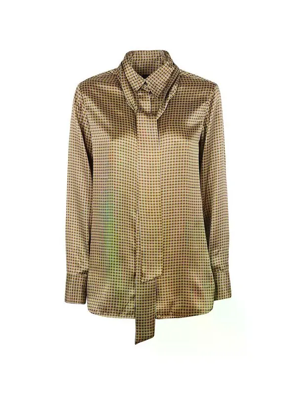Kiton Geometric-print Pussy-bow Shirt - Yellow