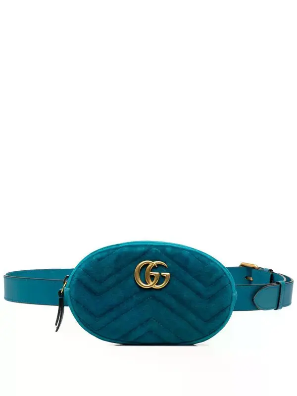 Gucci 2016-2026 Gg Marmont Matelasse Velvet Belt Bag - Blue