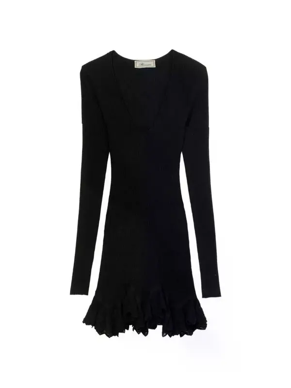 Blumarine Ruffled Ribbed-knit Mini Dress