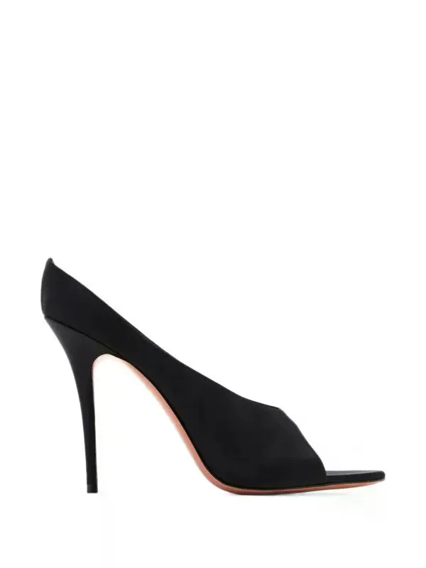 Amina Muaddi Anok Satin Sandals - Black