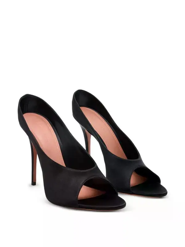 Amina Muaddi Anok Satin Sandals - Black