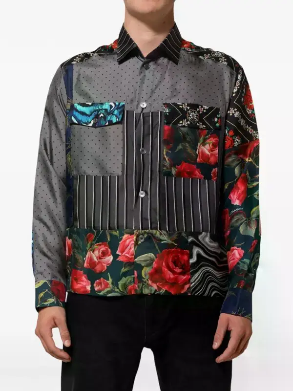 Dolce & Gabbana Patchwork Long-sleeve Shirt - Black