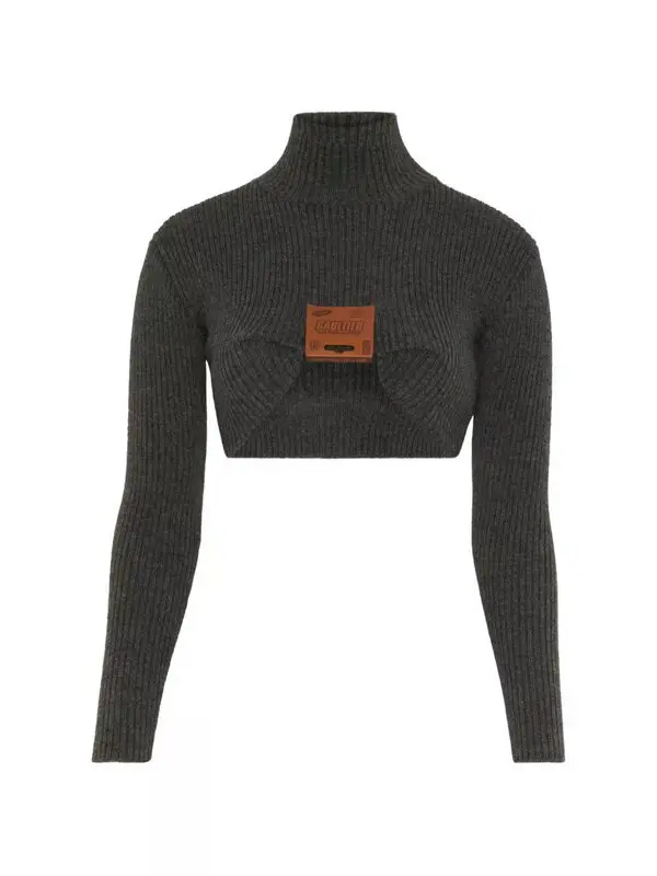 JEAN PAUL GAULTIER High-neck Cropped Sweater - Grey