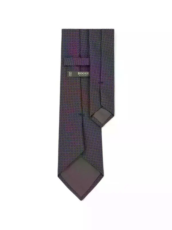 Boggi Milano Formal Tie Geometric Motif Jacquard Silk