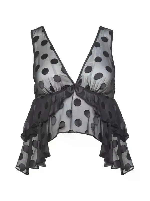FLEUR DU MAL Polka-dot Ruffled Blouse - Black