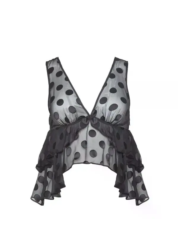 FLEUR DU MAL Polka-dot Ruffled Blouse