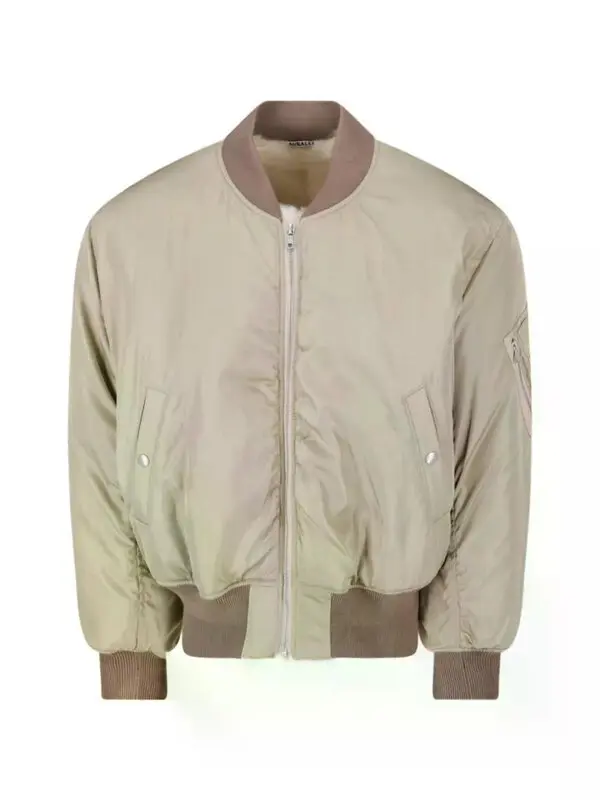 Auralee Shearling-lined Silk Bomber Jacket