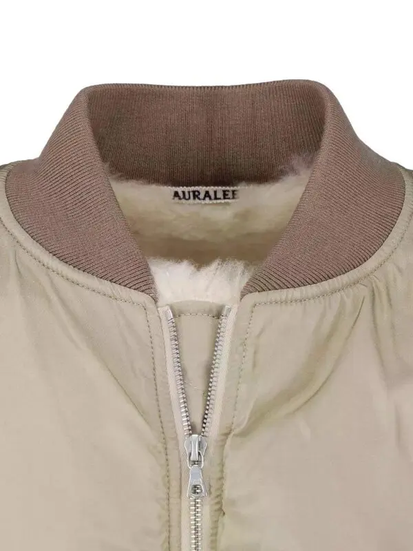 Auralee Shearling-lined Silk Bomber Jacket