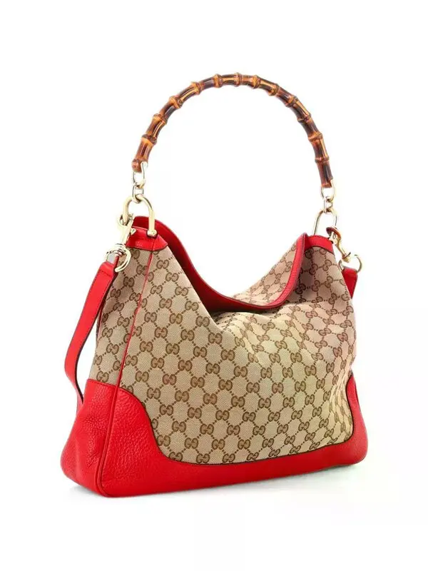 Gucci Diana Bamboo Shoulder Bag Gg Canvas Medium Hobo Bag