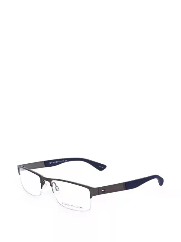 Tommy Hilfiger Matte-finish Rectangle-frame Glasses - Grey