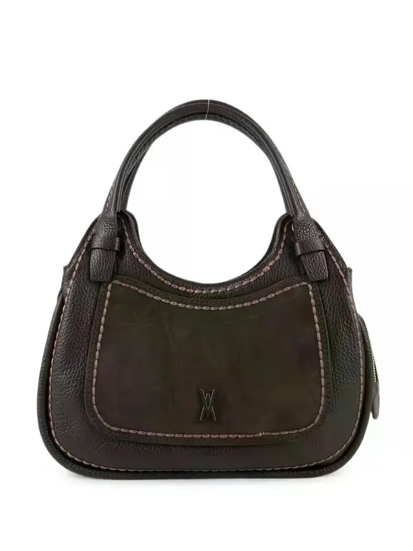 VISONA` Luna Grainy-leather Suede-panelled Tote Bag - Brown