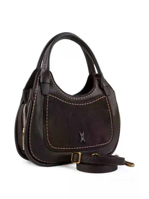 VISONA` Luna Grainy-leather Suede-panelled Tote Bag
