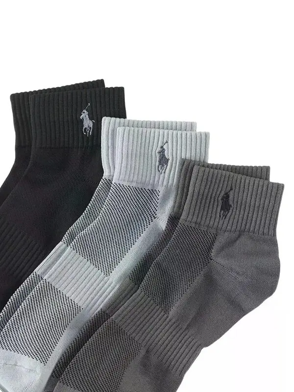 Polo Ralph Lauren Logo-embroidered Ribbed Socks - Grey