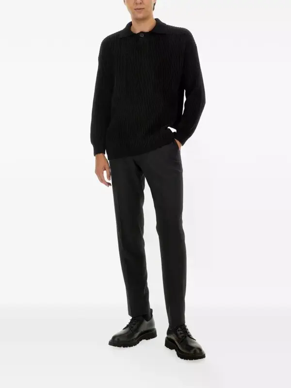 Emporio Armani Ribbed-knit Button-up Sweater