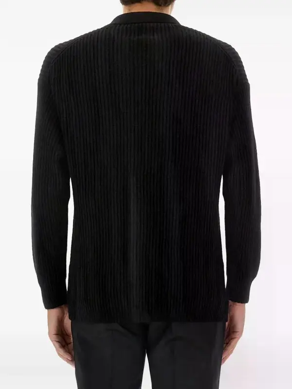 Emporio Armani Ribbed-knit Button-up Sweater