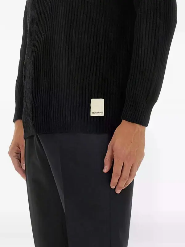 Emporio Armani Ribbed-knit Button-up Sweater
