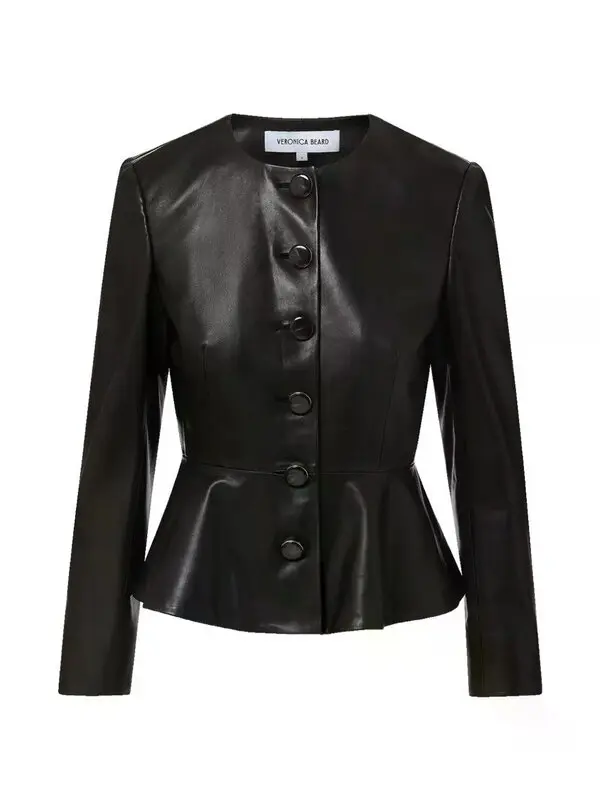 Veronica Beard Quinn Peplum Leather Jacket