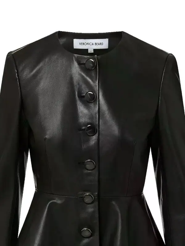 Veronica Beard Quinn Peplum Leather Jacket