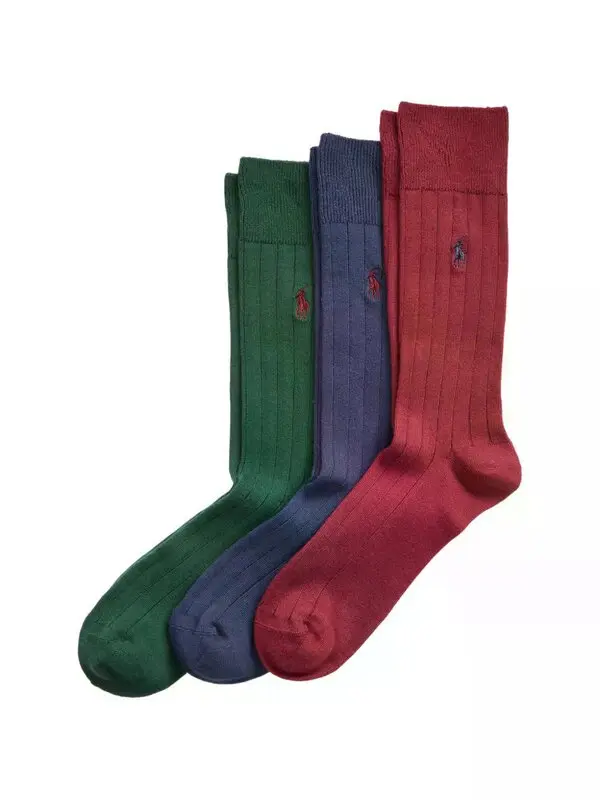 Polo Ralph Lauren Pony-motif Ribbed-knit Socks - Red