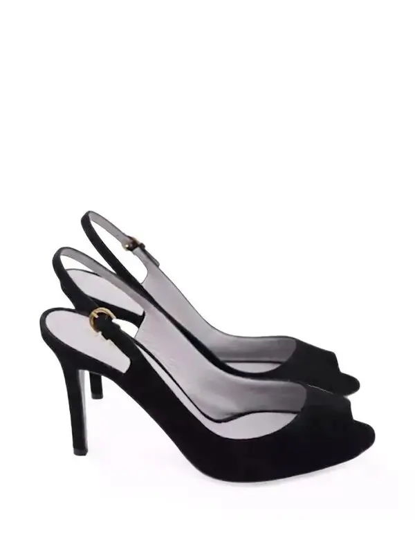 SERGIO ROSSI Slingback Peep-toe Sandals - Black