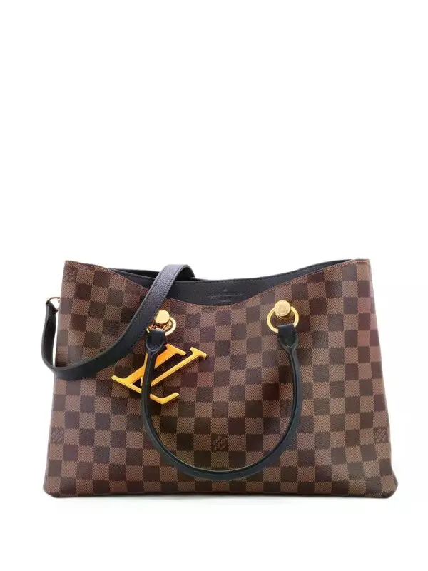 LOUIS VUITTON Riverside Handbag Damier With Leather Tote Bag