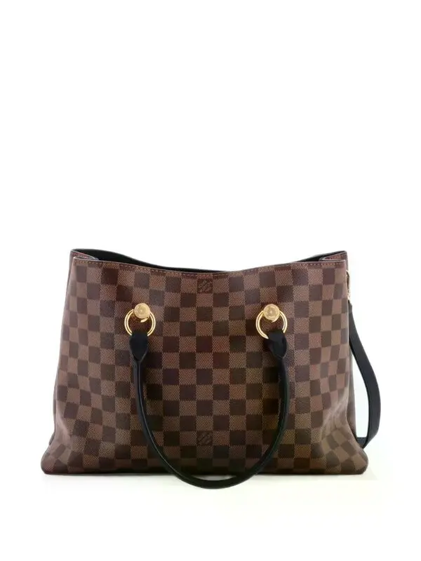 LOUIS VUITTON Riverside Handbag Damier With Leather Tote Bag