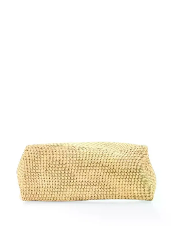 Saint Laurent Logo Supple Embroidered Raffia Tote Bag