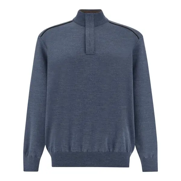 Paul & Shark Merino Wool Half-zip Sweater With Alcantara® Details - Versilia