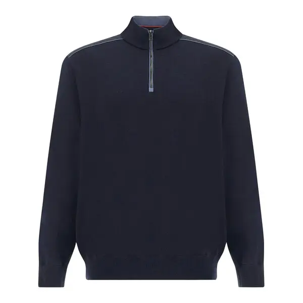 Paul & Shark Wool Half-zip Sweater With Typhoon® Platinum Details - Blue