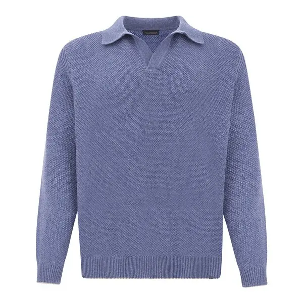 Paul & Shark Open-collar Polo In Wool And Cashmere - Riverside
