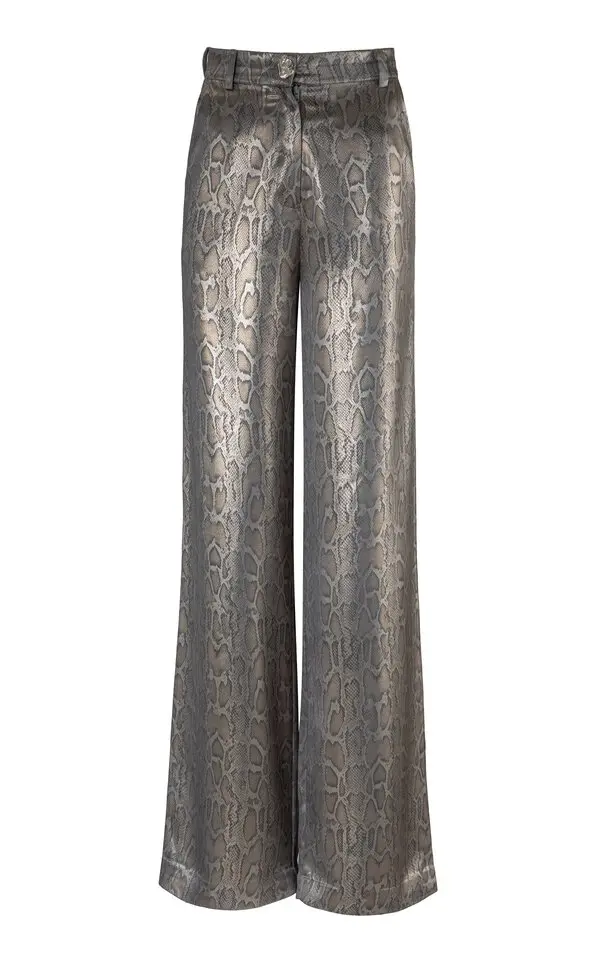 LA FUORI Burnt Snake Gloss Wide-leg Pants