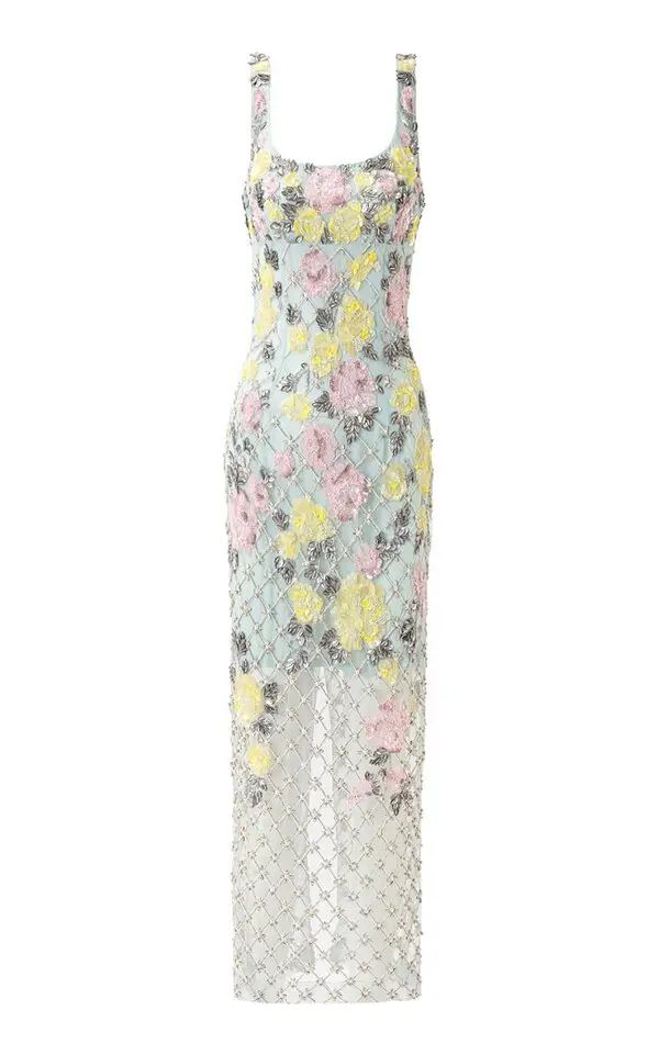 LA FUORI Celeste Jardin Embroidered Midi Dress - Multi