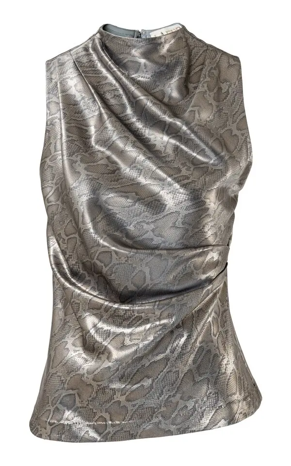 LA FUORI Burnt Snake Gloss Draped Top