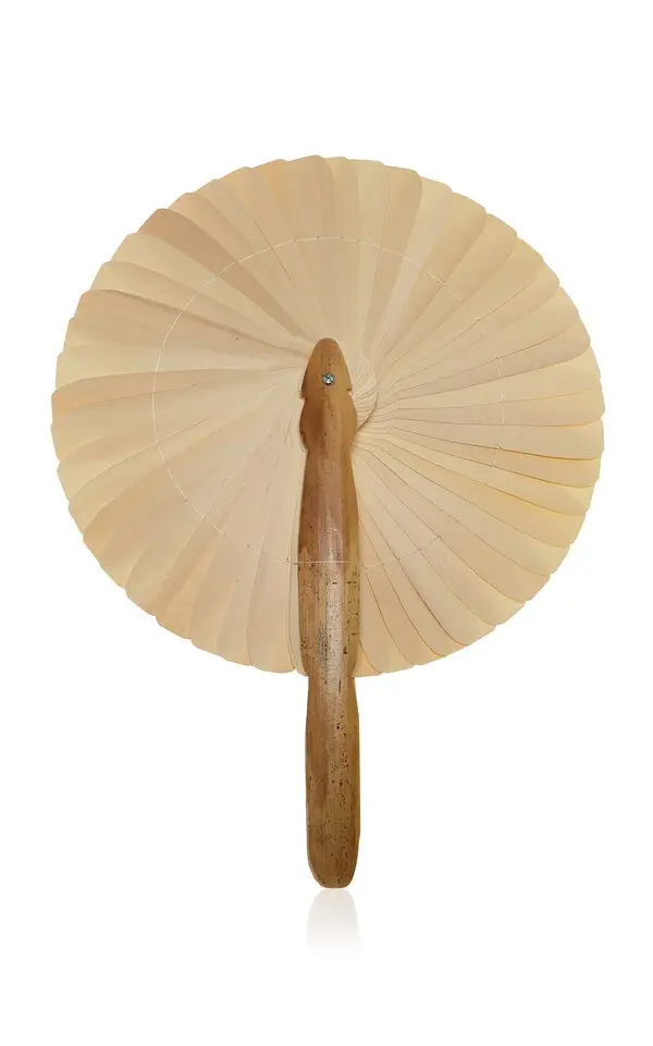 THE NICE FLEET Palm Leaves Wooden Fan - Neutral