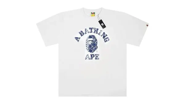 A BATHING APE Snake Print Tee Shirt - White/blue
