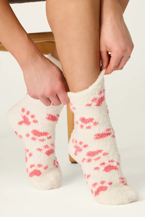 PJ Salvage Pink Paw Print Socks