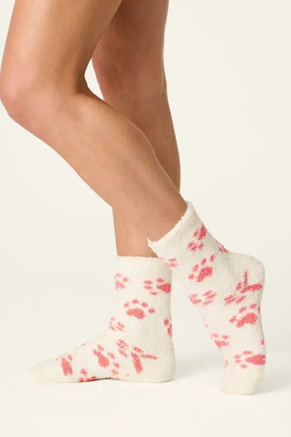 PJ Salvage Pink Paw Print Socks